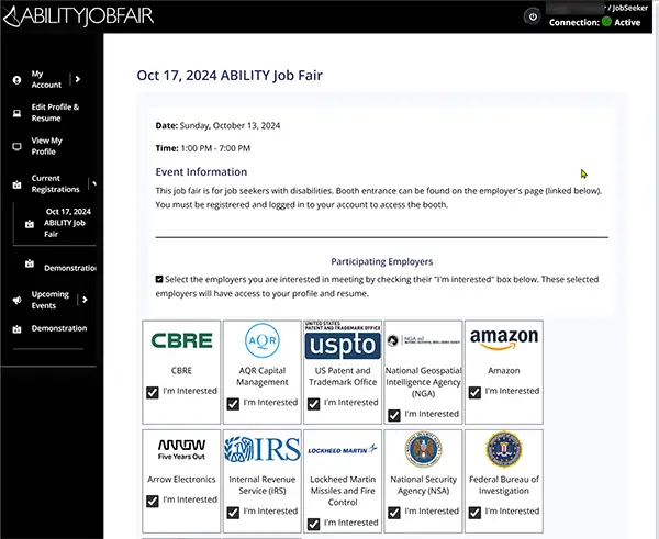 Job Seeker Demo - ABILITY Job Fair